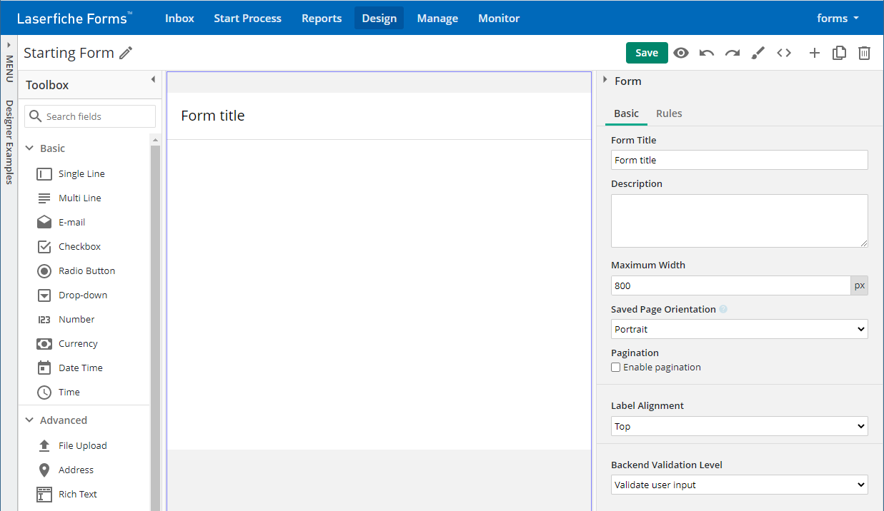 Using the Layout Page to Add Fields to a Form