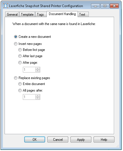 Document Handling Tab